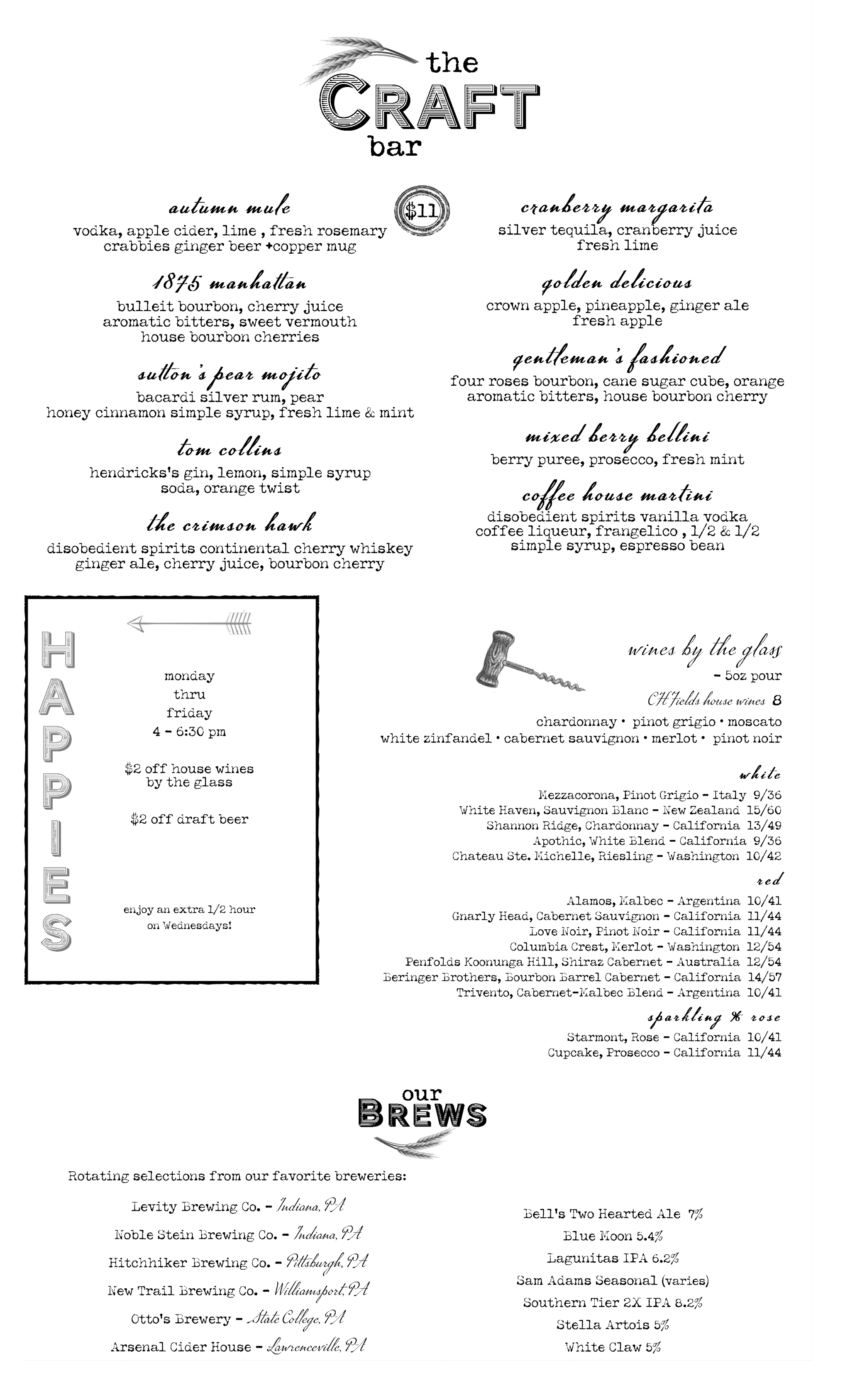 Menus - CH Fields Craft Kitchen