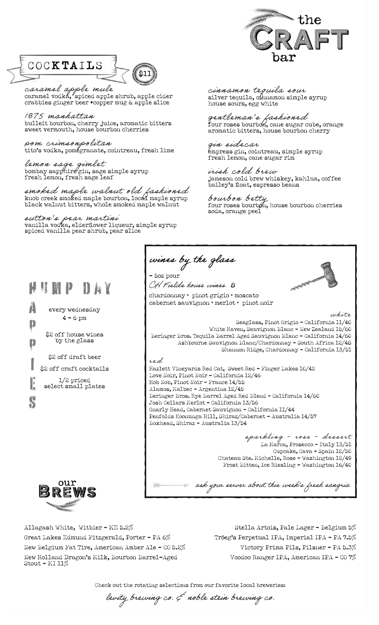 Menus - CH Fields Craft Kitchen