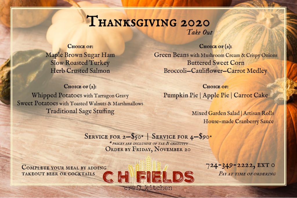 Menus - CH Fields Craft Kitchen