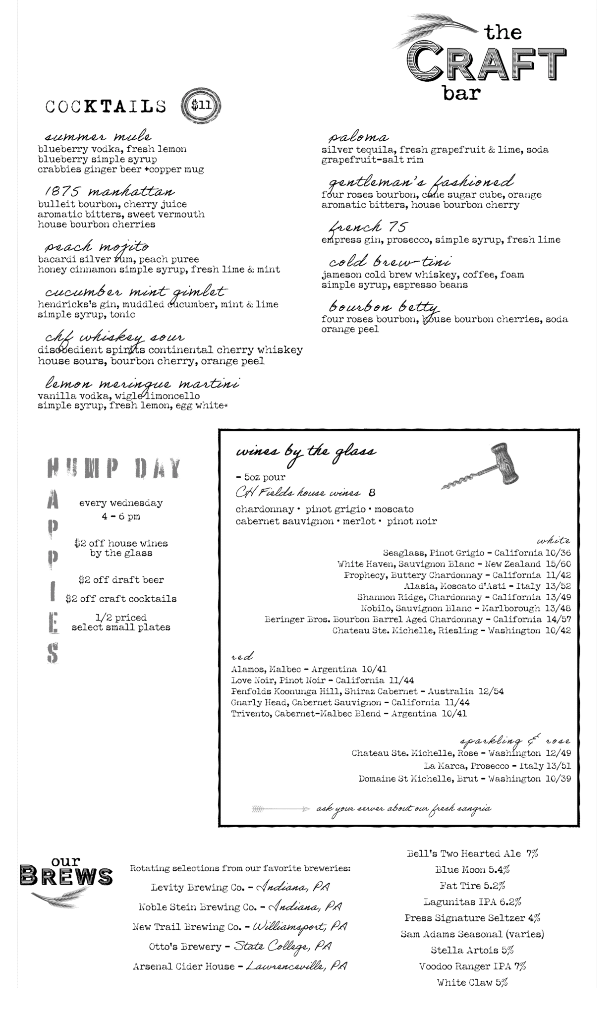 Menus - CH Fields Craft Kitchen